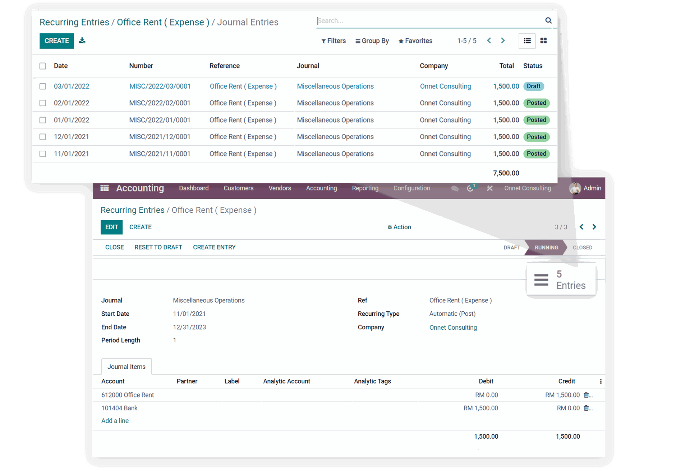 Recurring Entries | Localized Odoo Accounting